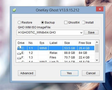 Cách sử dụng Onekey Ghost tạo file, ghost Windows đơn giản